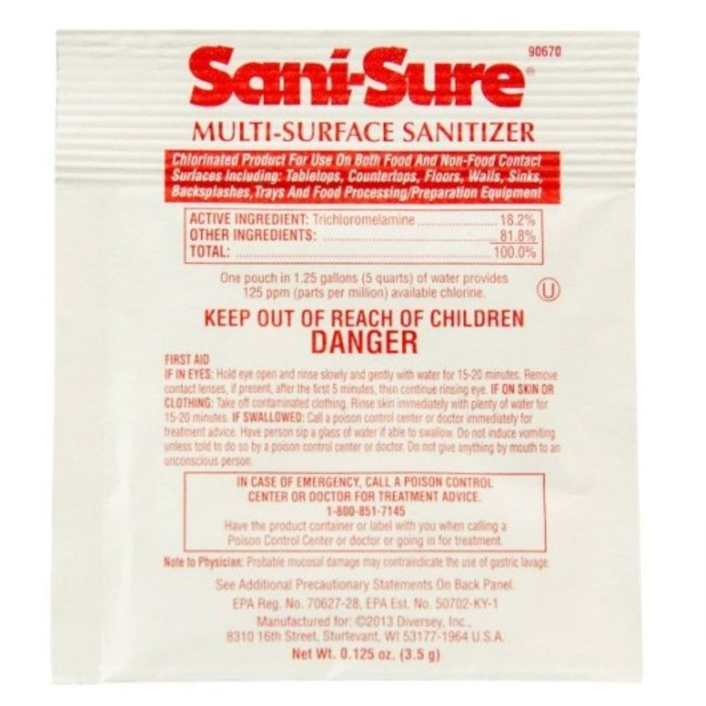 Diversey Sanitizer Sani-Sure Powder, 0.13 Each, 100 Per Case