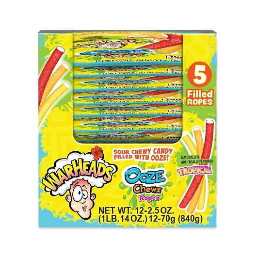 Warheads Ooze Chewz Tropical Ropes Count Good, 7.5 Pound, 48 Per Case
