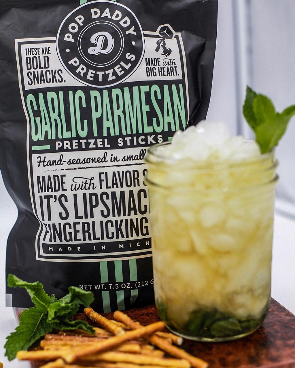 Pop Daddy Garlic Parmesan Pretzel Stick, 7.5 Ounce, 12 Per Case