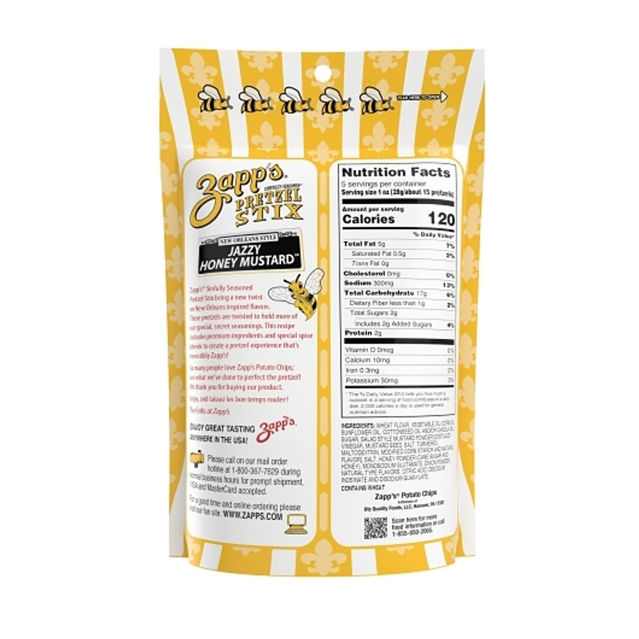 Utz Jazzy Honey Mustard Pretzel Stix Pouch 5 Ounce 8 Per Case