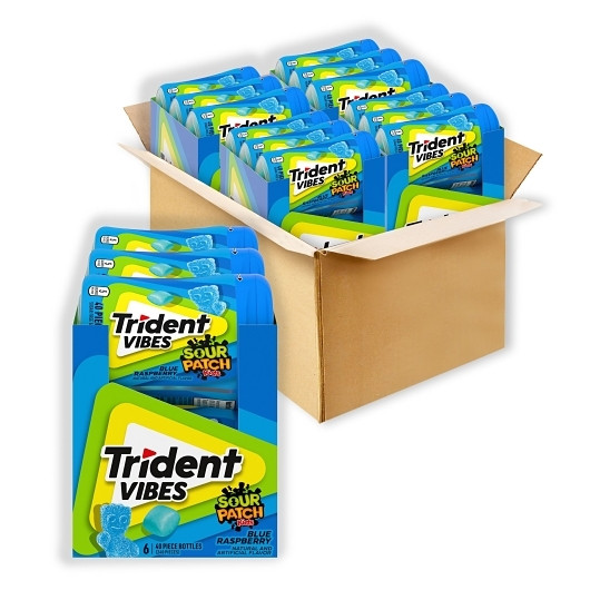 Trident 0S. Gum Blue Raspberry Shrink Pack, 40 Count, 6 Per Box, 4 Per Case