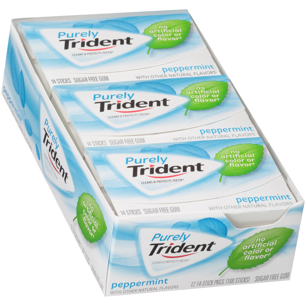 Trident Peppermint Sugar Free Gum, 14 Count, 12 Per Box, 12 Per Case