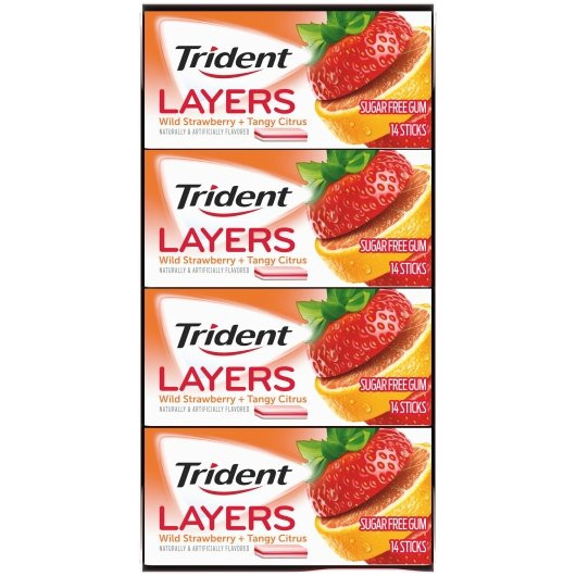 Trident Layers, Sugar Free, Wild Strawberry/Tangy Citrus Gum, 14 Count ...