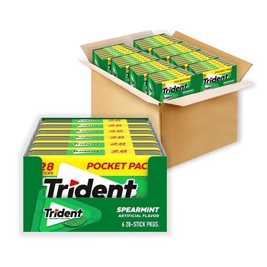 Trident Spearmint, 28 Count, 6 Per Box, 8 Per Case