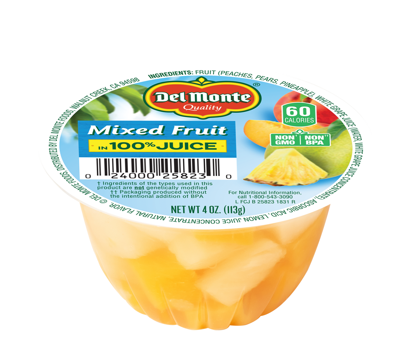 Del Monte Mixed Fruit In 100% Juice, 16 Ounce, 6 Per Case