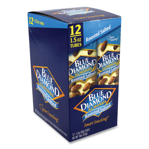 Blue Diamond Roasted Salted Almonds, 1.5 Oz Tube, 12 Tubes/carton