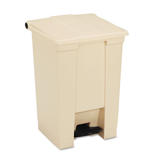 Indoor Utility Step-on Waste Container, Square, Plastic, 8 Gal, Red