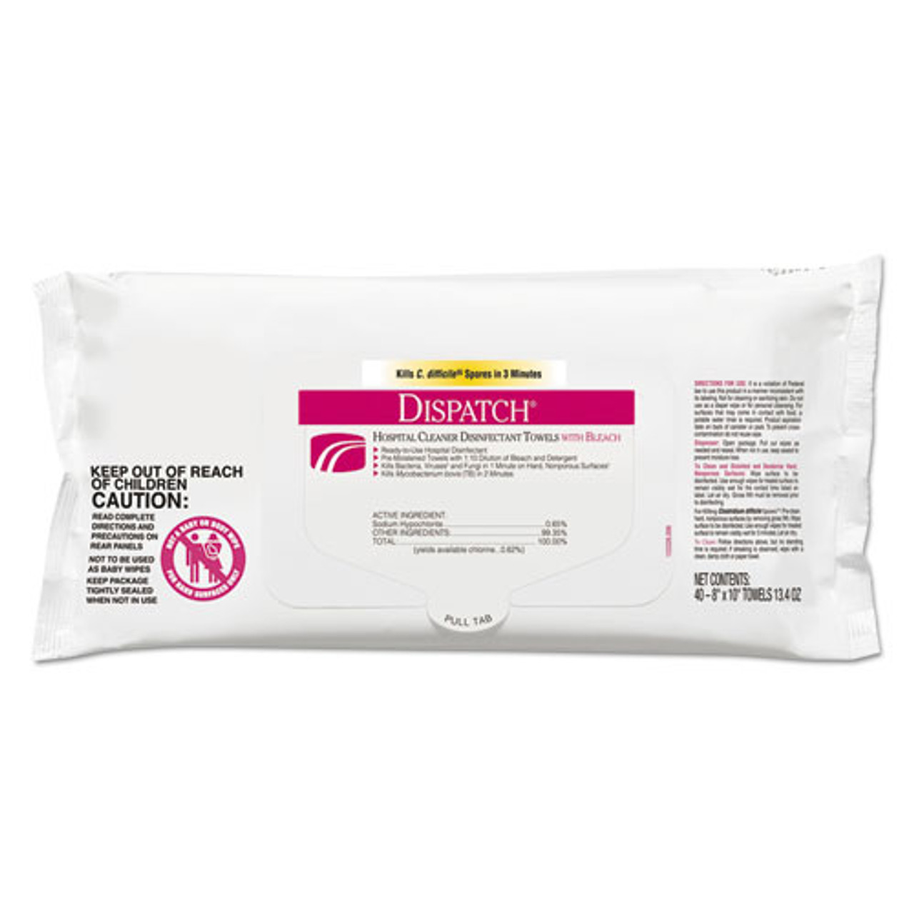 Dispatch Cleaner Disinfectant Towels, 6 3/4 X 8, 150/can, 8 Canisters ...