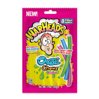 Warheads Ooze Chewz Ropes Candy, 3 Ounce, 12 Per Case