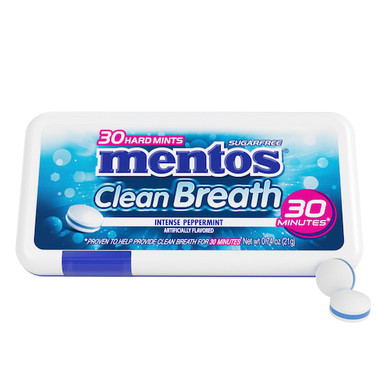 Mentos Hard Mints Clean Breath Peppermint, 0.74 Ounces, 12 Per Box, 12 ...