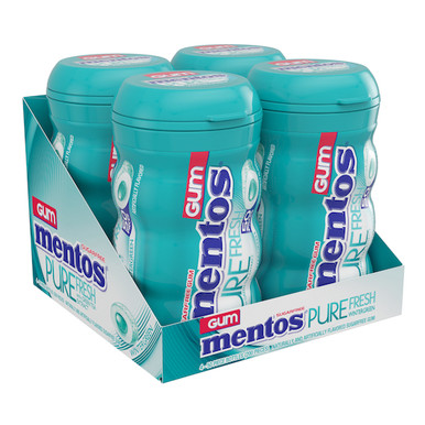 Mentos Sugar Free Pure Fresh Gum Wintergreen Curvy Bottle, 50 Piece, 4 ...