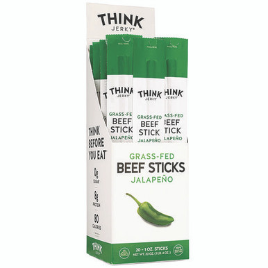 Think Jerky Jalapeno 100% Grass-fed Beef Sticks, 1 Oz Individually ...