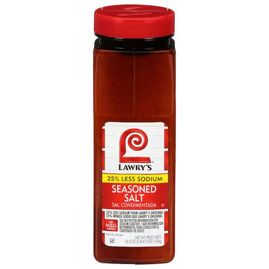 Lawry's 25% Less Sodium Seasoned Salt, 36.5 Ounce, 6 Per Case