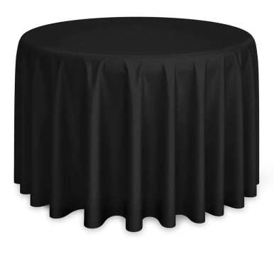 Oxford 72" Black Round Table Linen, 1 Dozen