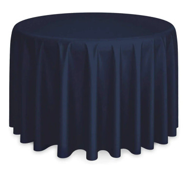Oxford 72" Navy Blue Round Table Linen, 1 Dozen