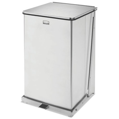Defenders Biohazard Step Can, Square, Steel, 13 Gal, Red