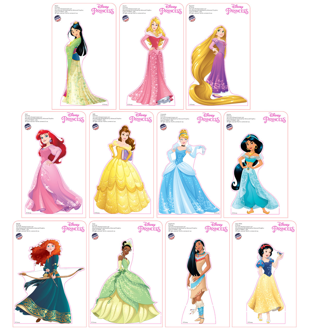 Tabletop Mini Princesses 11 Pack Cardboard Standup | Cardboard Cutout