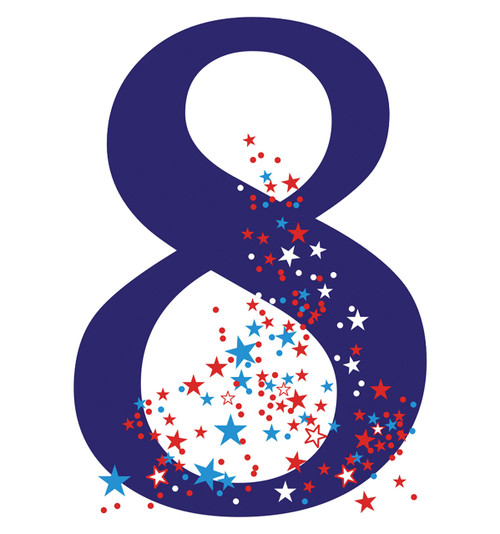 Life-size Number 8 Stars Cardboard Cutout