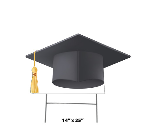 Coroplast Outdoor Yard Sign Icon Black Grad Cap