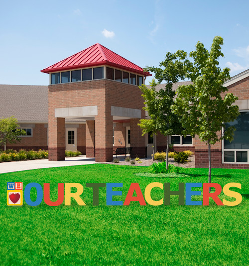 Coroplast Outdoor Yard Sign Icon We Heart Our Teachers