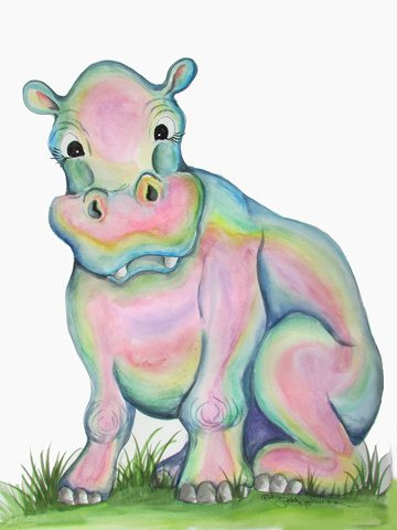 Hippo art and designs 8x10 matted prints - Udderly Delightful Designs ...