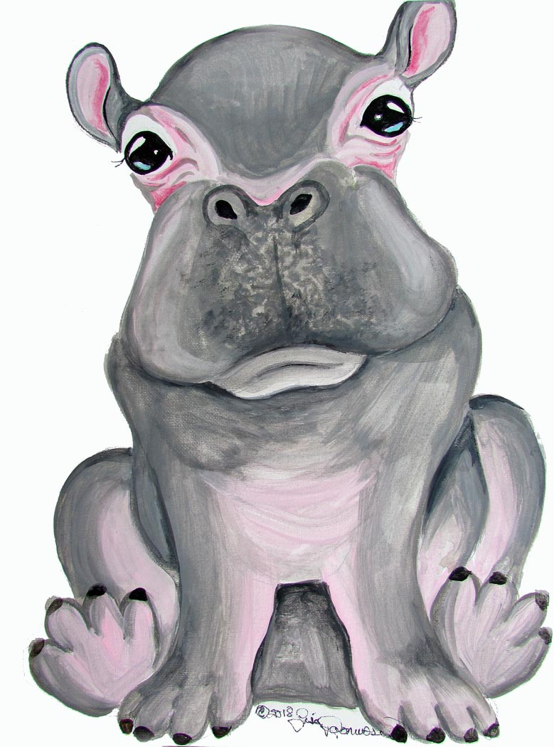 Hippo art and designs 8x10 matted prints - Udderly Delightful Designs ...