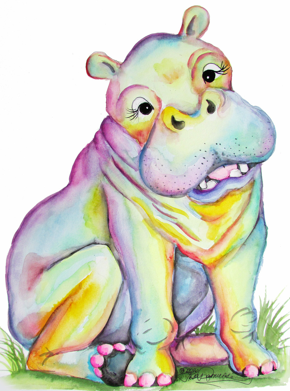 Hippo art and designs 8x10 matted prints - Udderly Delightful Designs ...