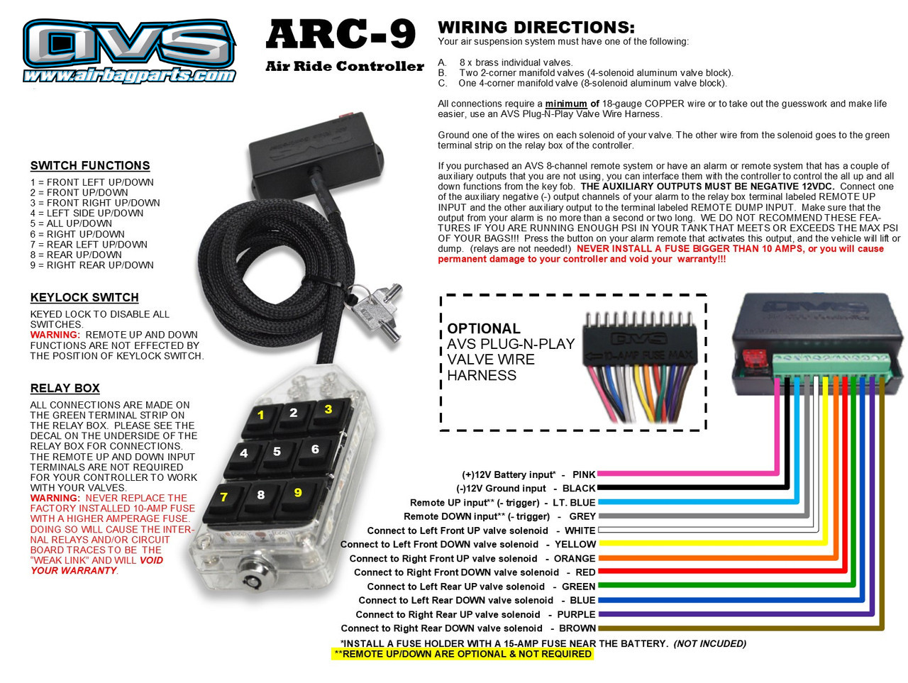 AVS SWITCH BOX- BILLET SPIKED 9-SWITCH SERIES (ROCKER) - AVS