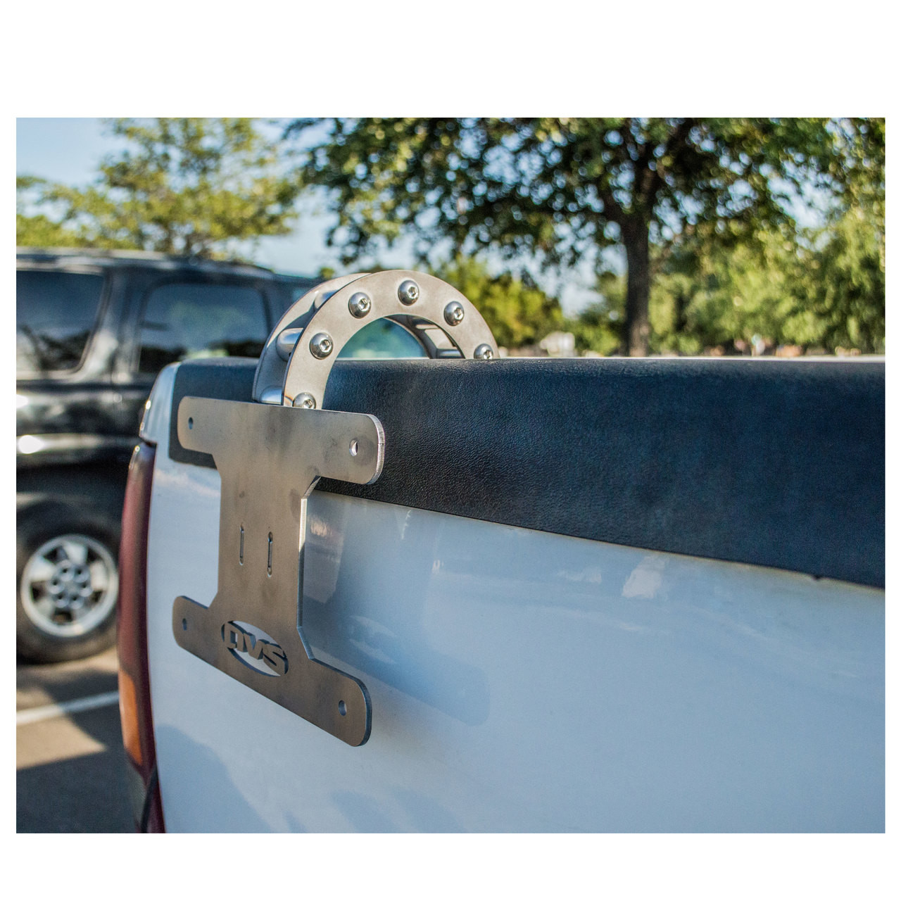 over the tailgate license plate holder