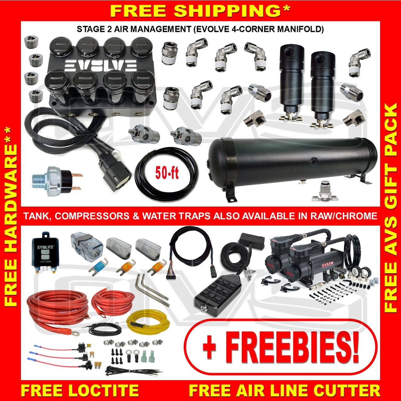 STAGE 2 AIR MANAGEMENT KIT (EVOLVE MANIFOLD WITH 3/8" AIR LINES) - AVS