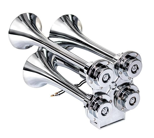 4 TRUMPETS * * *MINI* * * CHROME TRAIN HORN - COMPETITION SERIES - AVS
