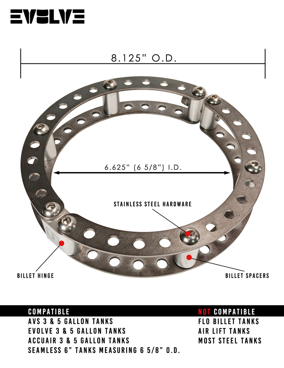 EVOLVE TANK BRACKET SYSTEM- 4 TANK CLAMPS (RAW) - AVS