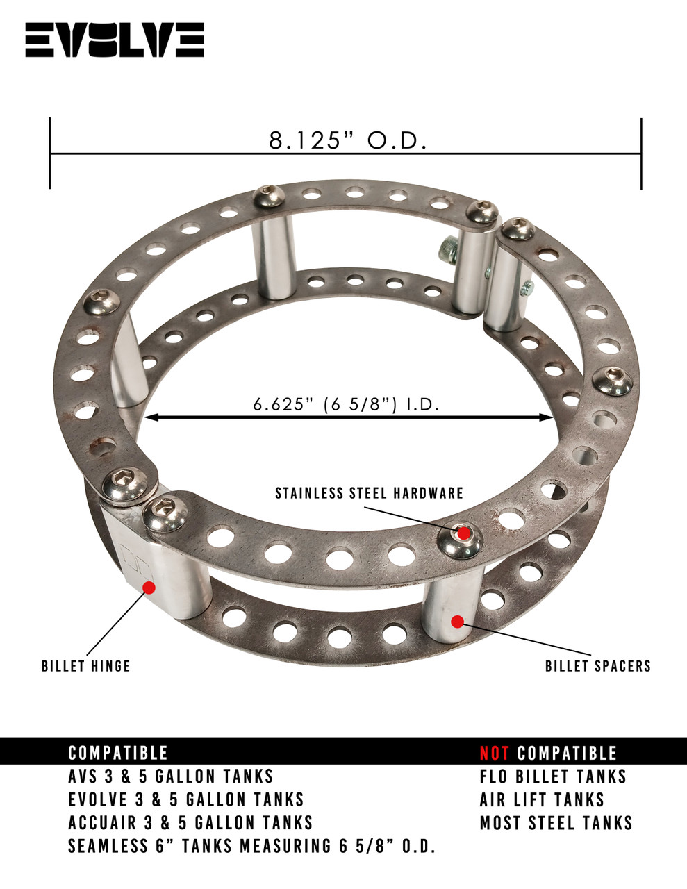 EVOLVE TANK MOUNTING CLAMP- (3-CLAMP) RAW METAL FINISH - AVS