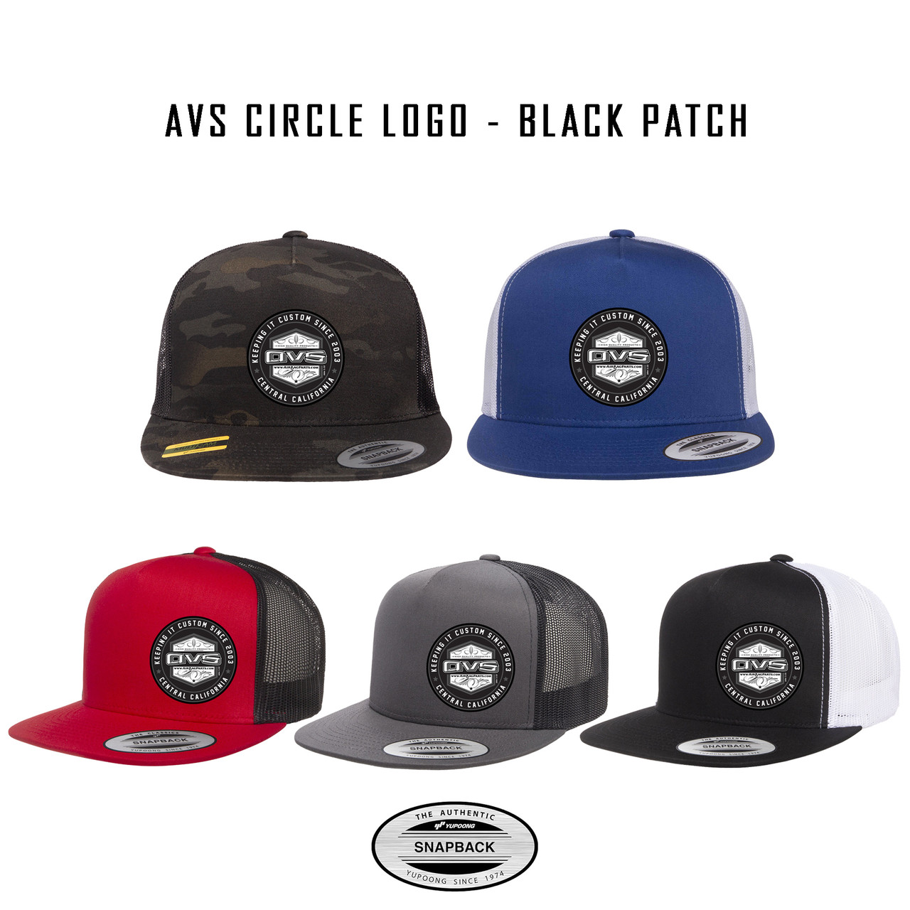 AVS SNAPBACK HAT FLAT BILL WITH CIRCLE BLACK PATCH - AVS