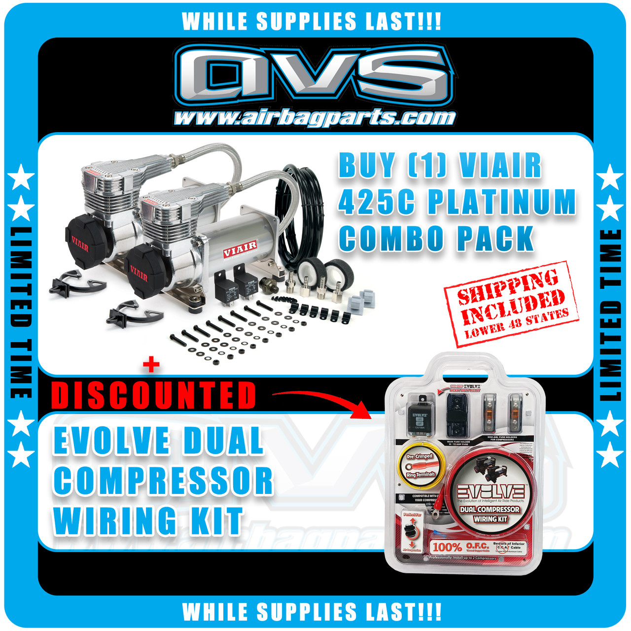 VIAIR #425C PLATINUM COMPRESSOR COMBO + FREE WIRING KIT* + FREE ...