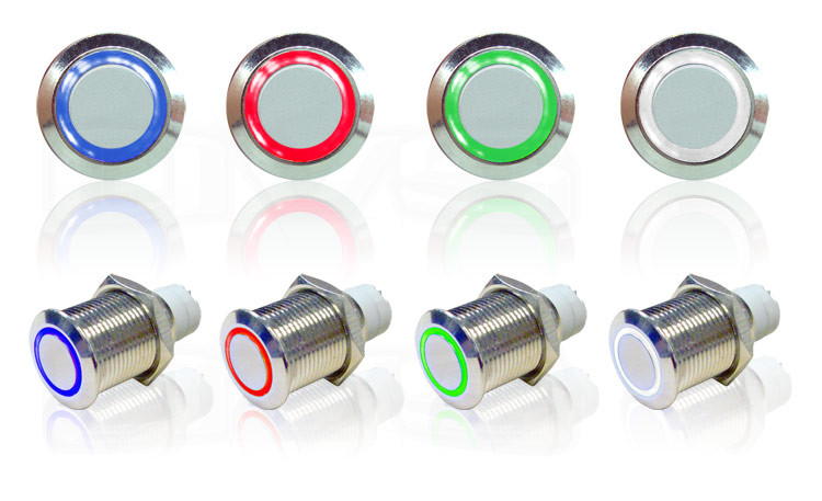 CHROMED BILLET SWITCHES WITH WHITE LED RING (LATCHING) - AVS