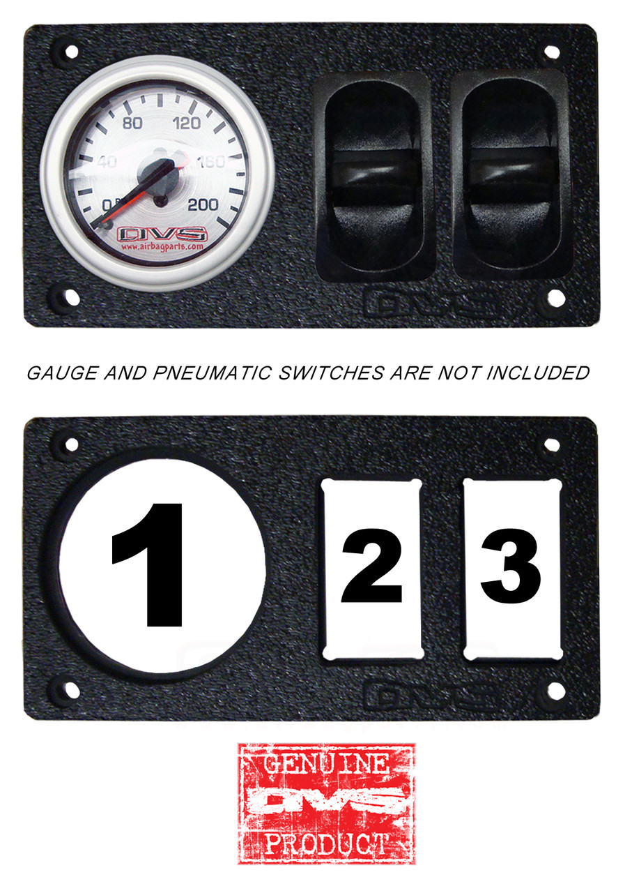 AVS GAUGE PANEL WITH ONE 2" INCH GAUGE AND TWO PNEUMATIC SWITCH CUT ...
