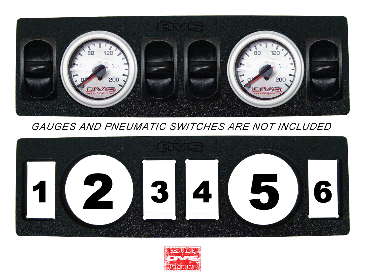 AVS GAUGE PANEL WITH TWO 2" INCH GAUGE AND FOUR PNEUMATIC SWITCH CUT ...