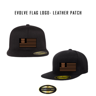 AVS FITTED HAT FLAT BILL WITH EVOLVE FLAG LEATHER PATCH - AVS