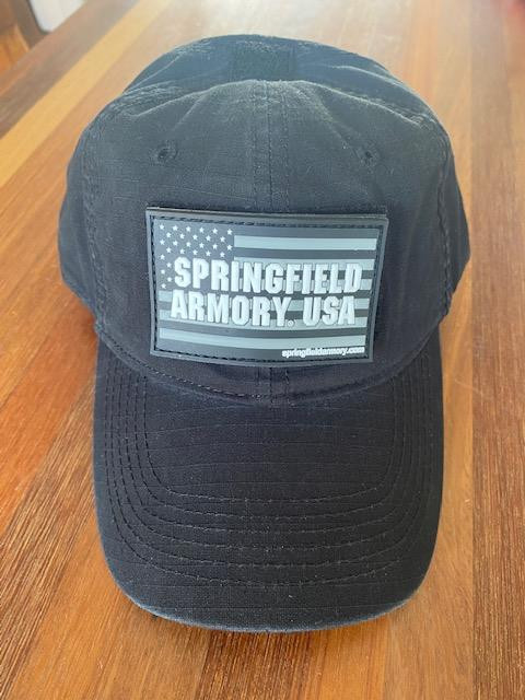SPRINGFIELD ARMORY PATCH HAT Black 100% Cotton RIPSTOP Hook & Loop w ...
