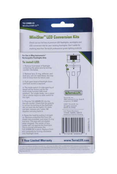 Terralux TLE-310MR-EX LED Flashlight Conversion Kit For Rechargeable ...