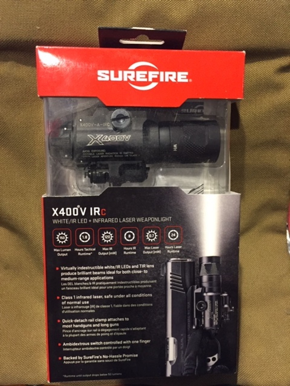 SureFire X400V IRc (X400V-A-IRC) White/IR LED + Infrared Laser Weaponlight - HUDSONGUNNER LLC