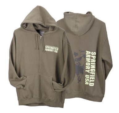 Springfield Armory Shooter Logo Full Zip Sweatshirt Hoody, OD Green ...
