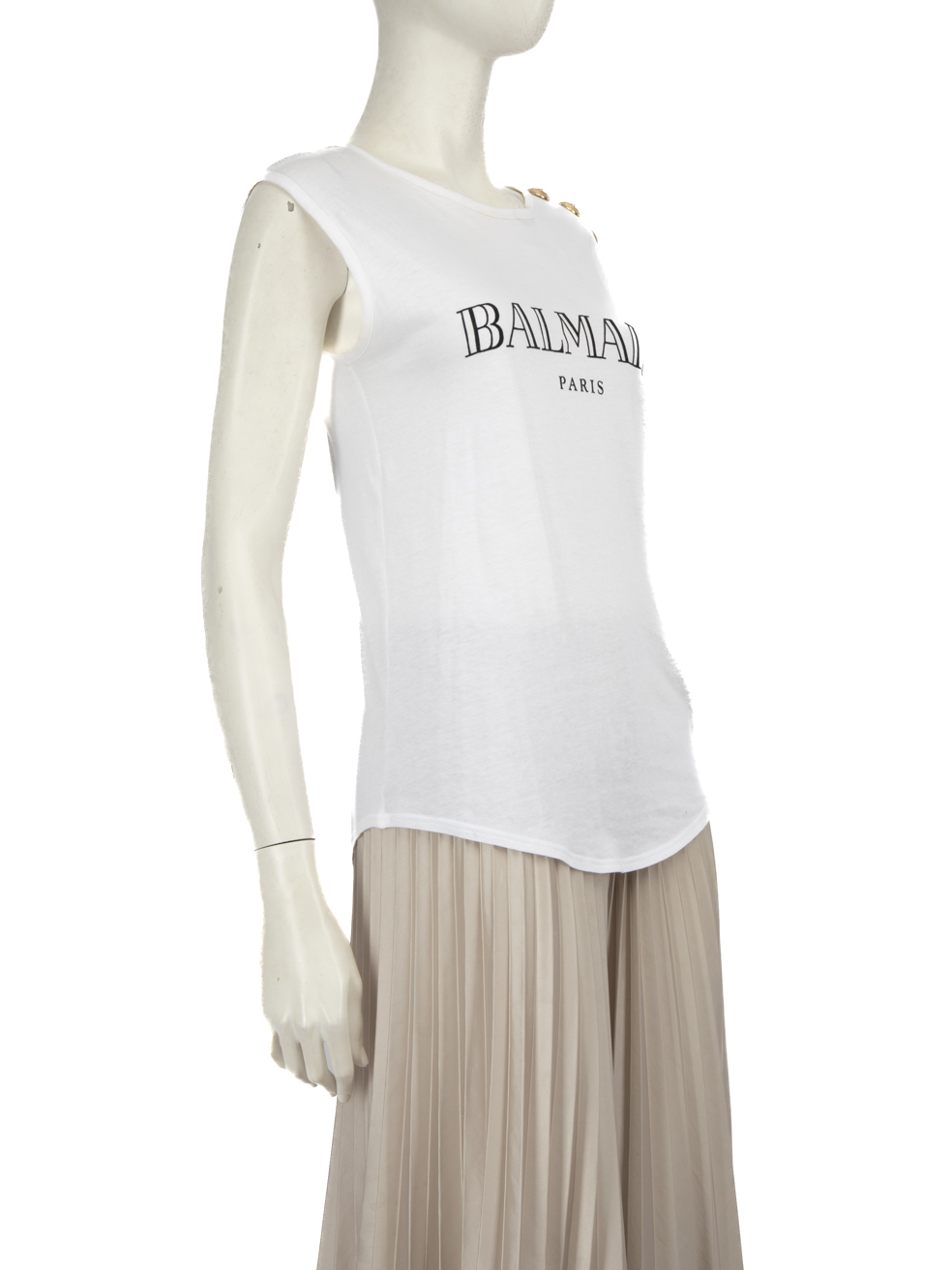 Used Balmain White Logo Printed Top | CSD