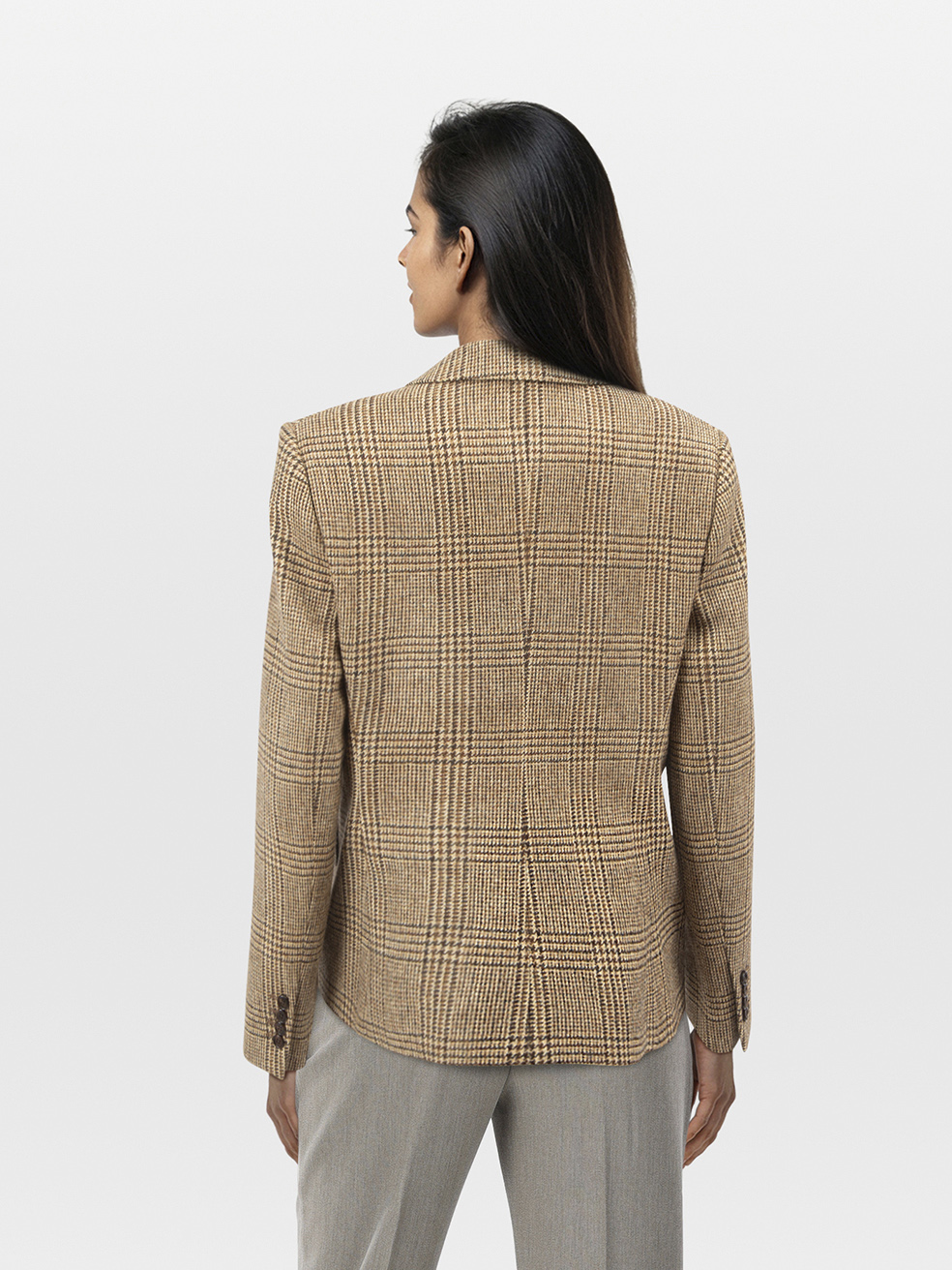 Used Céline Brown Wool Tweed Checkered Blazer | CSD