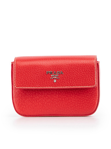 Prada Red Leather Cinghiale Logo Pouch | CSD