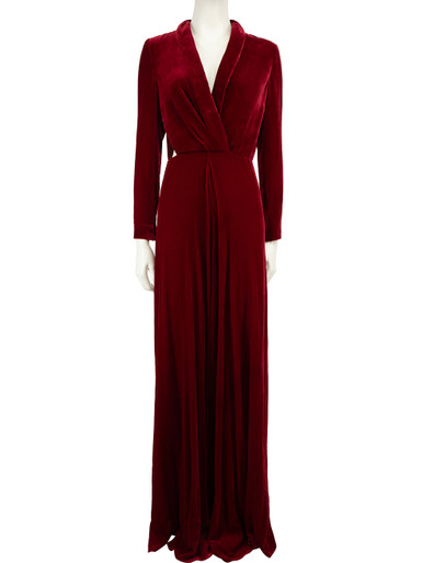 Honayda Red Velvet Cut-Out Detail Jumpsuit | CSD Honayda Red Velvet Cut-Out Detail Jumpsuit | CSD