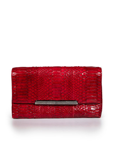 Used Christian Louboutin Red Python Rougissime Clutch Bag | CSD