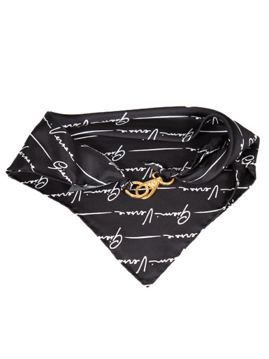 Versace Black Silk Signature Pattern Bandana Scarf | CSD