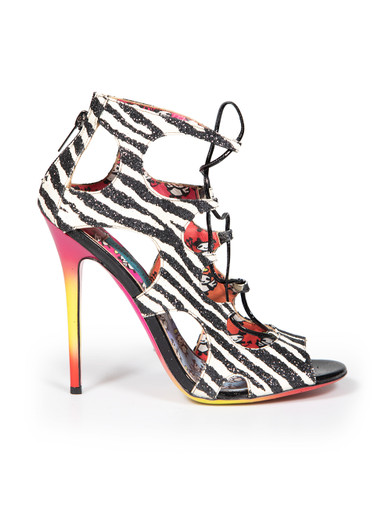 Used Jimmy Choo Zebra Rob Pruitt Diffuse Sandals | CSD